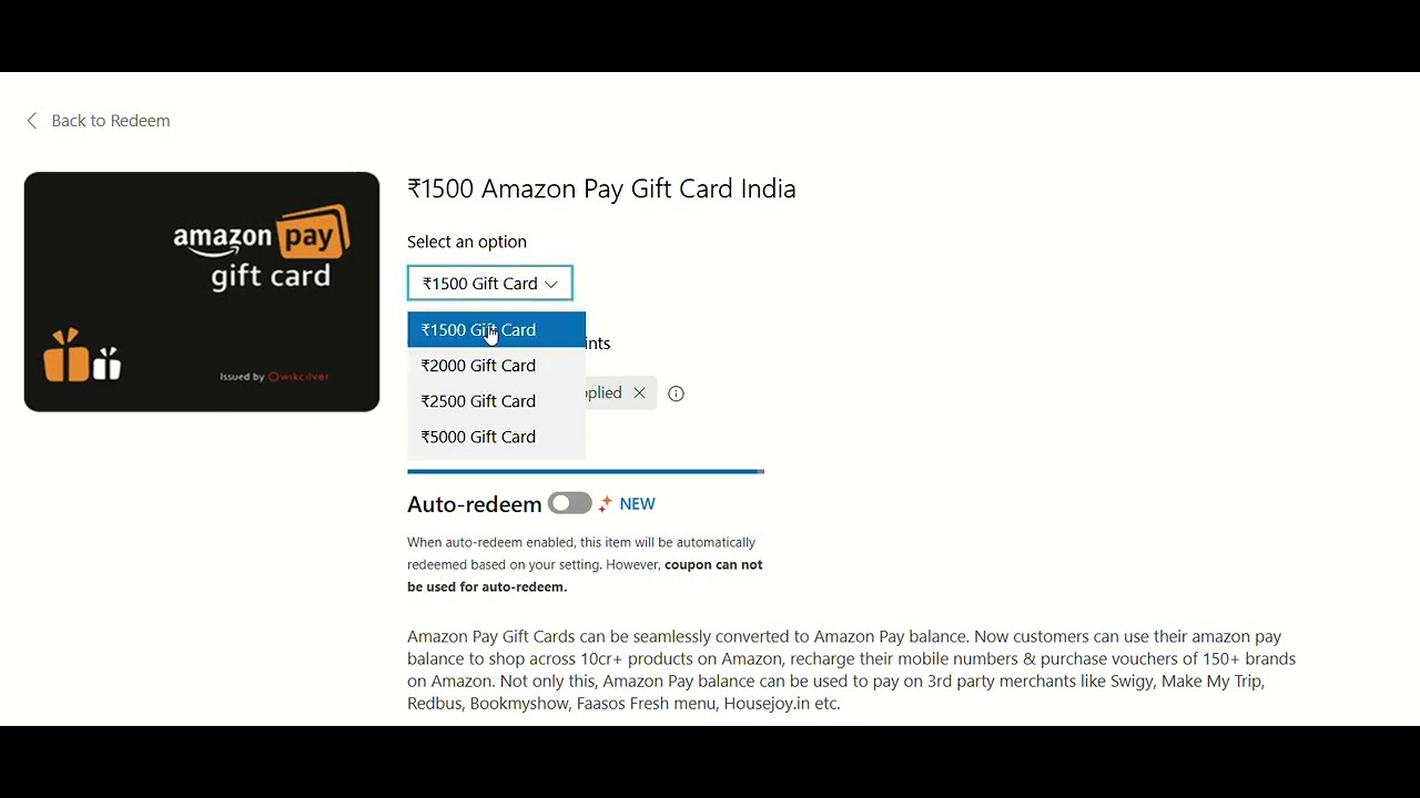 Microsoft Reward Redeeming the 1500₹ Amazon Gift card in Edge Browser # ...