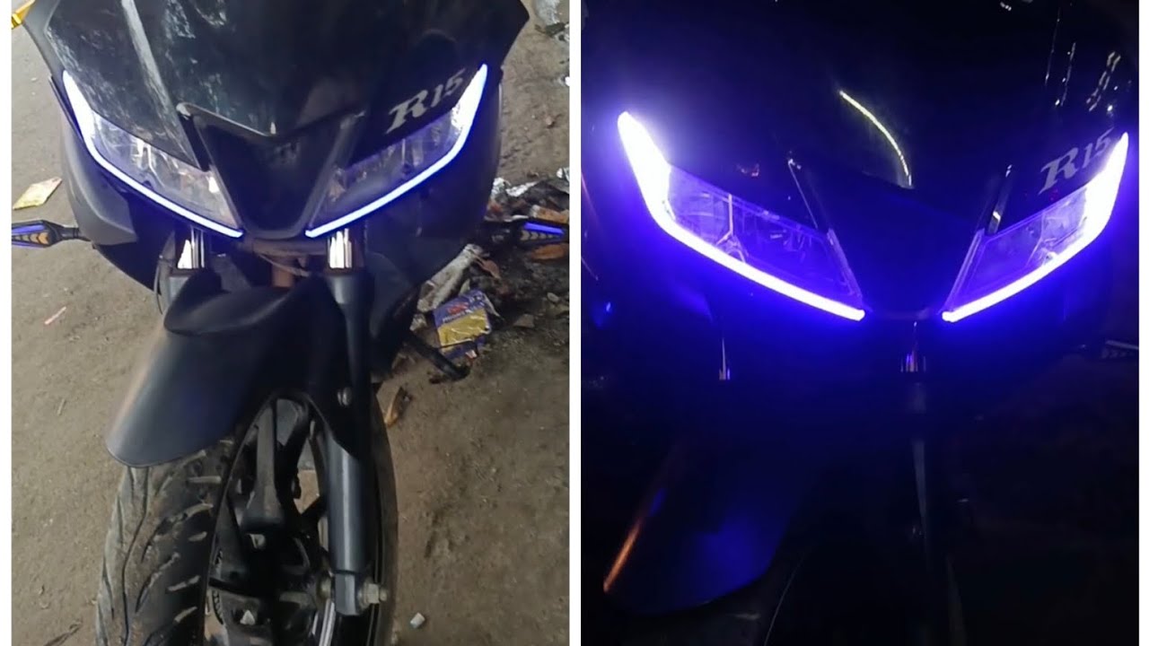Yamaha R15 version 3 headlight drl how to install - YouTube