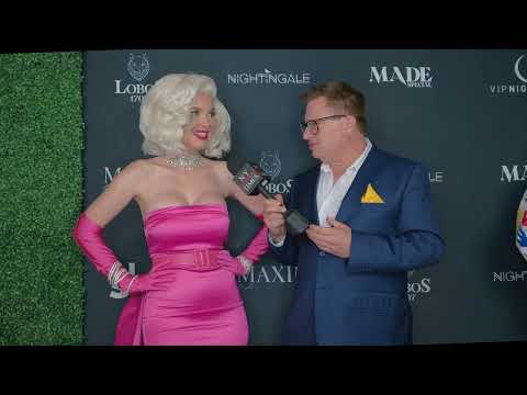 Model Emily Sears wears Marilyn Monroe Costume at the Maxim Halloween Event in Hollywood, CA