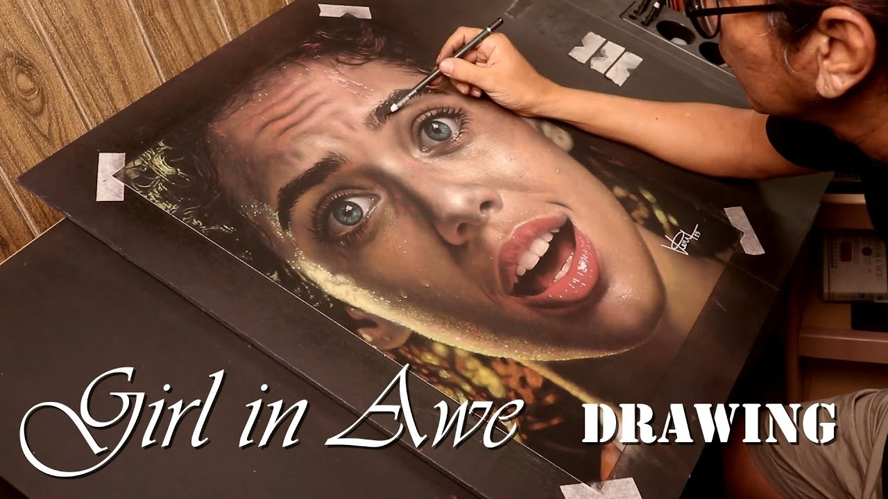 🌹A Girl in Awe💖 Realistic Drawing! #videoviral#viralvideo#video # ...