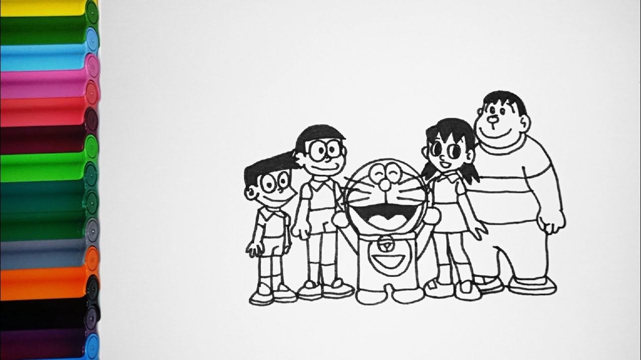 Doraemon & Teman-teman, Menggambar dan Mewarnai Doraemon Kartun - YouTube