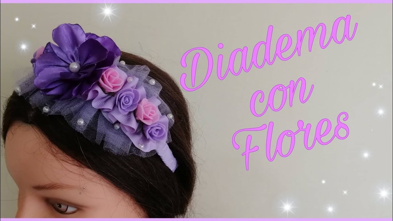 COMO REALIZAR UNA DIADEMA DECORADA CON FLORES Lbeads - YouTube