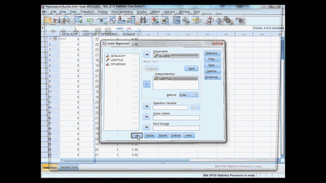 lineaire regressie SPSS - YouTube