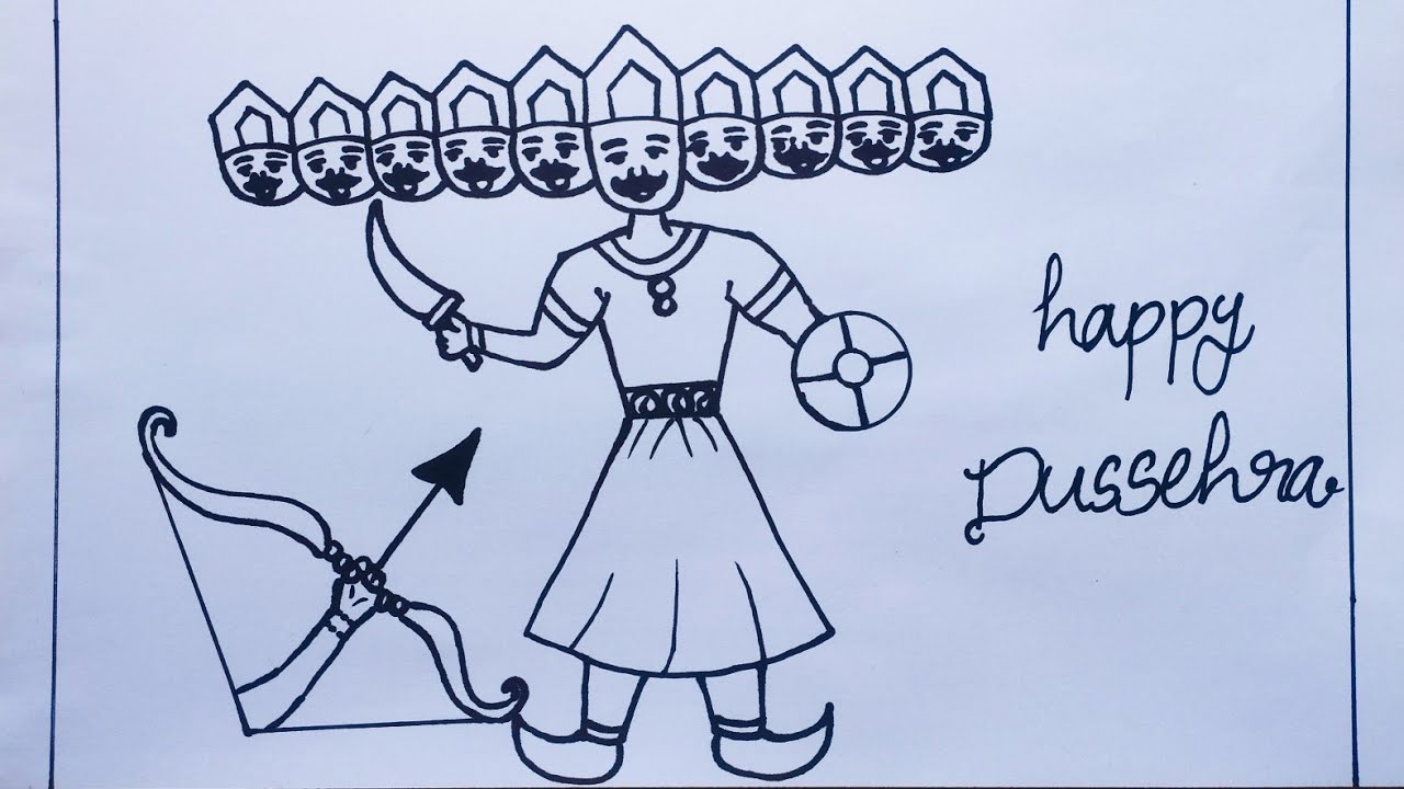 Ravan Drawing Easy/How To Draw Ravan Very Easy/Dussehra Drawing Step by ...