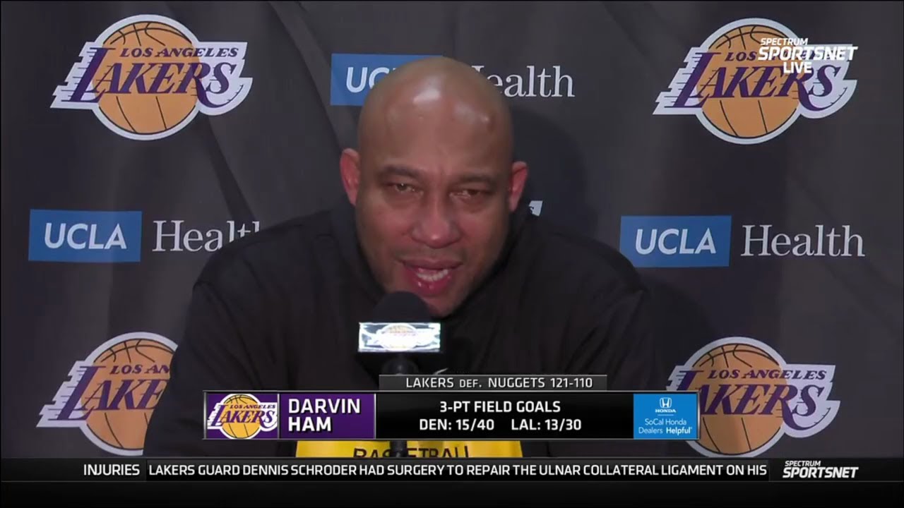 Darvin Ham Postgame Interview | Los Angeles Lakers beat Denver Nuggets 121-110 - YouTube