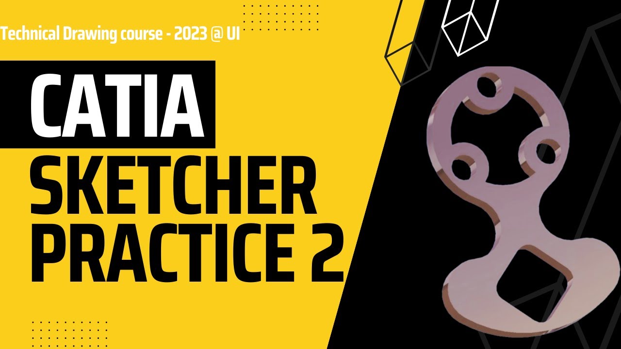 CATIA tutorial: 2D drawing, Sketcher | practice -1 (+ subtitles) - YouTube