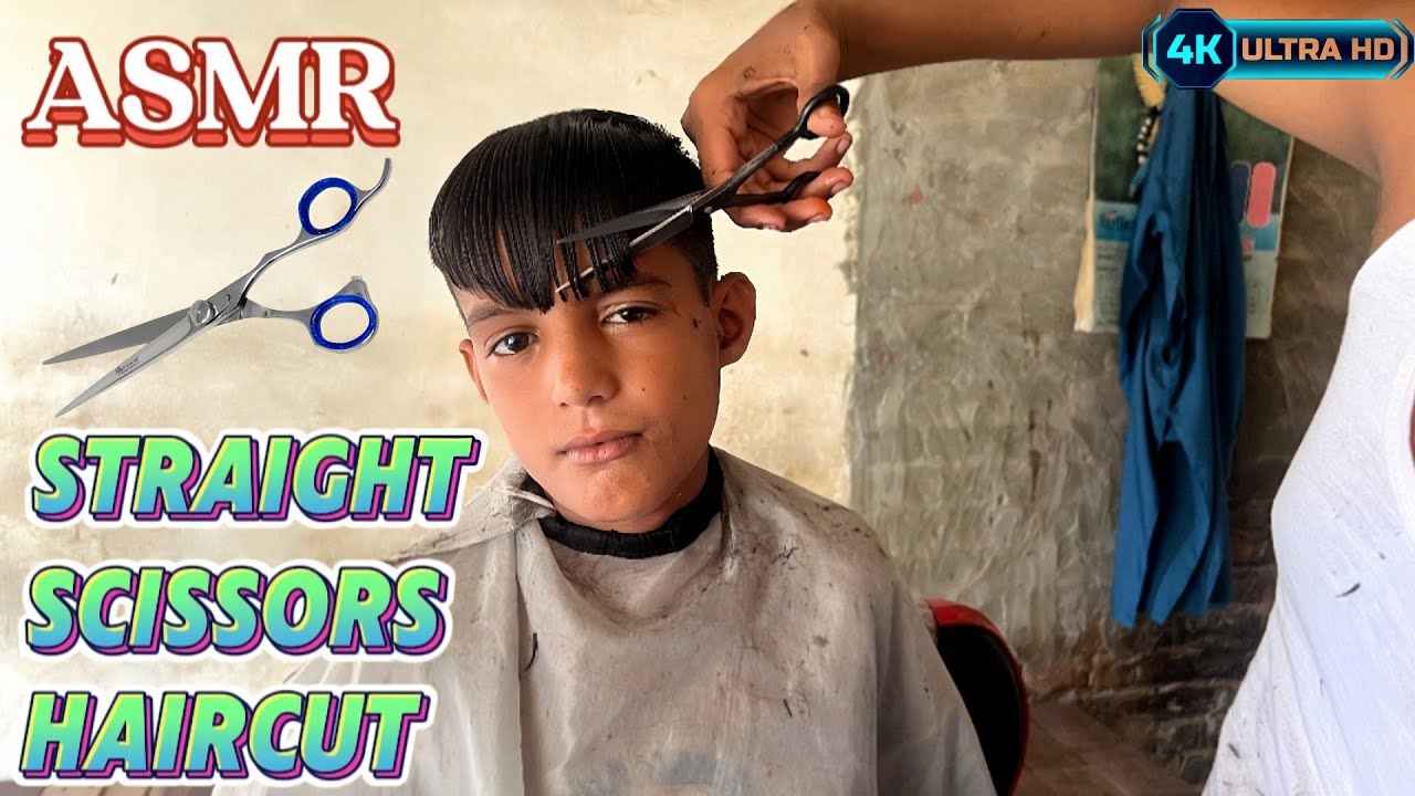 ASMR Relaxing Haircut | Professional Straight Scissors Cutting Hair ...