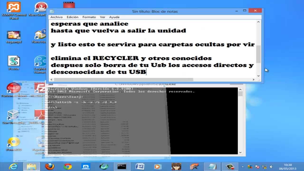 Borrar virus con cmd de tu USB - YouTube