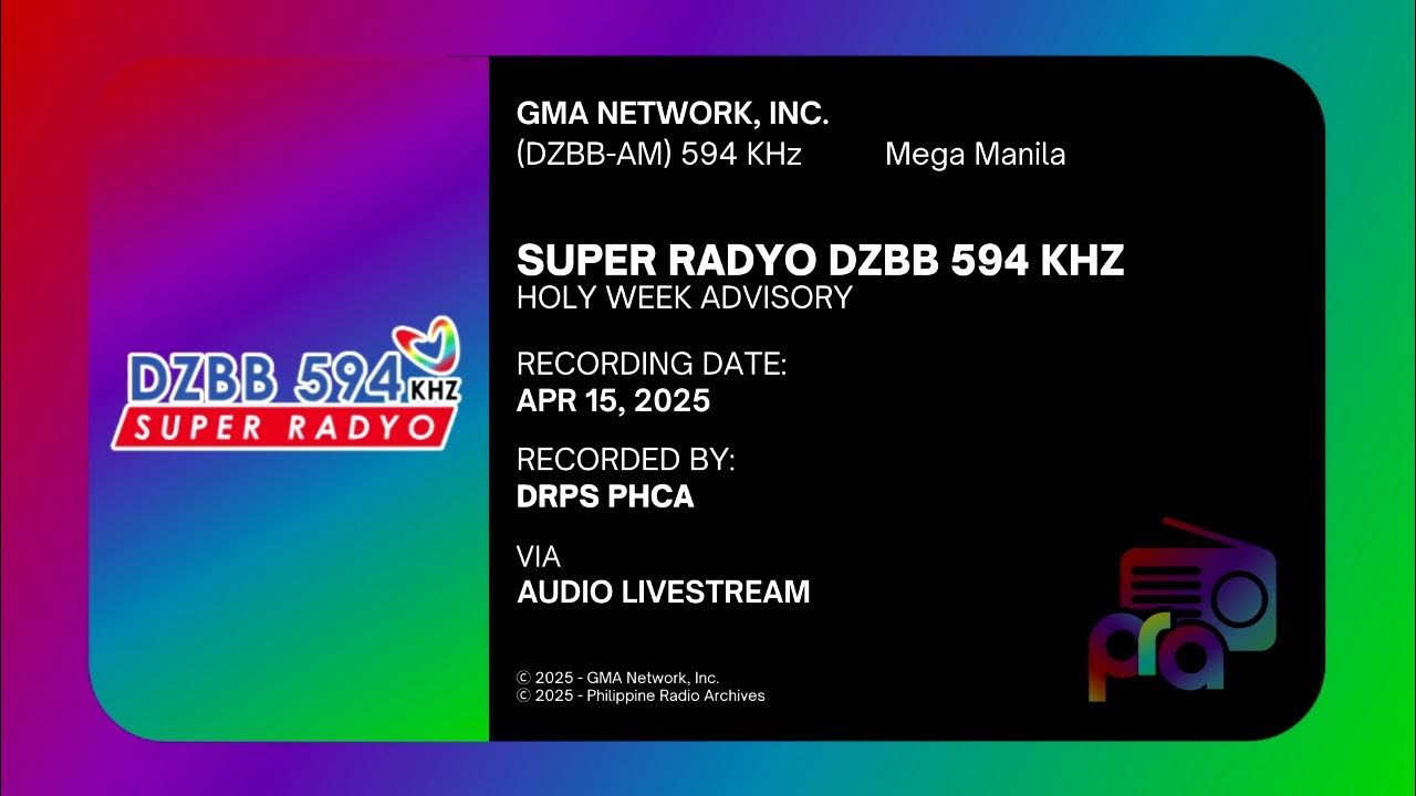 Super Radyo DZBB 594 KHz Manila - Holy Week Advisory [15-APR-2025] - YouTube