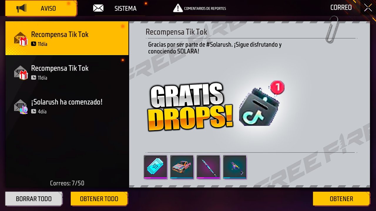 🌟RAPIDO DROPS DE FREE FIRE EN TIK TOK! GRATIS BATE EXPLOSION - PICKUP ...