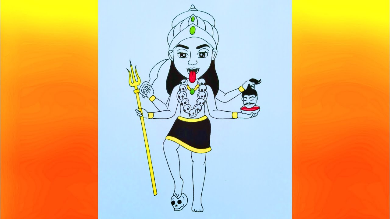 how to draw kali mata | kali mata drawing easy| goddess kali drawing ...