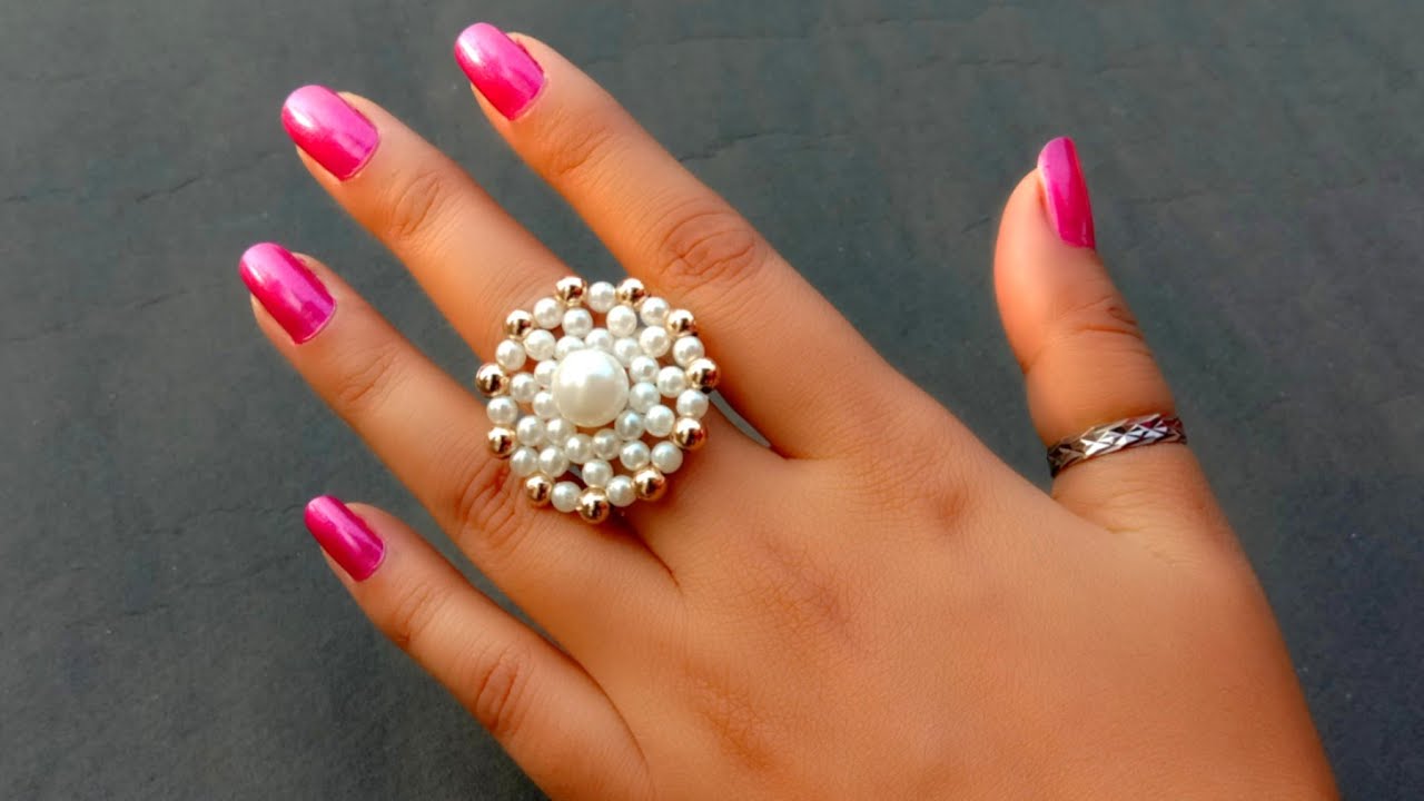 How To Make Finger Ring//Cocktail Beaded Ring//Jewelry Making// Useful ...