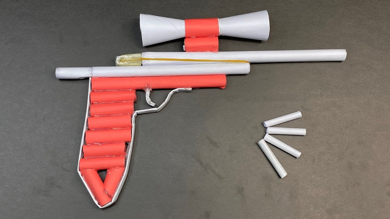 Paper Gun Easy Pistol That Shoots (M500 gun) | How to Make a Paper Gun ...
