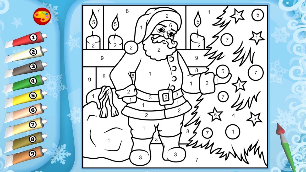 Santa Claus Hidden Picture Printable Colored Numbers