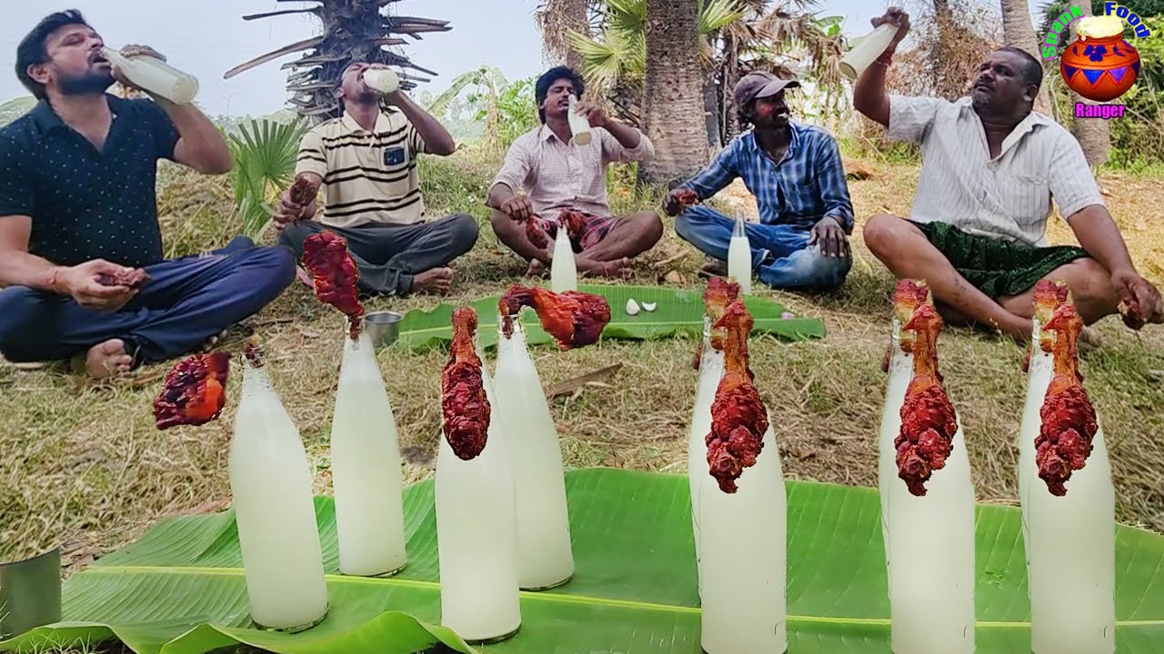 How to Collect Fresh Toddy wine from Palm tree Vs Crispy Chicken Kebab ...