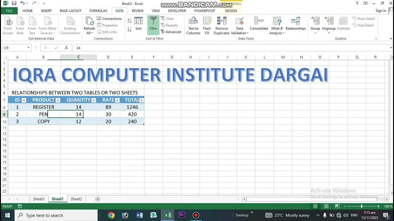 MS EXCEL CLASS 21 RELATIONSHIP BETWEEN TWO TABLES - YouTube