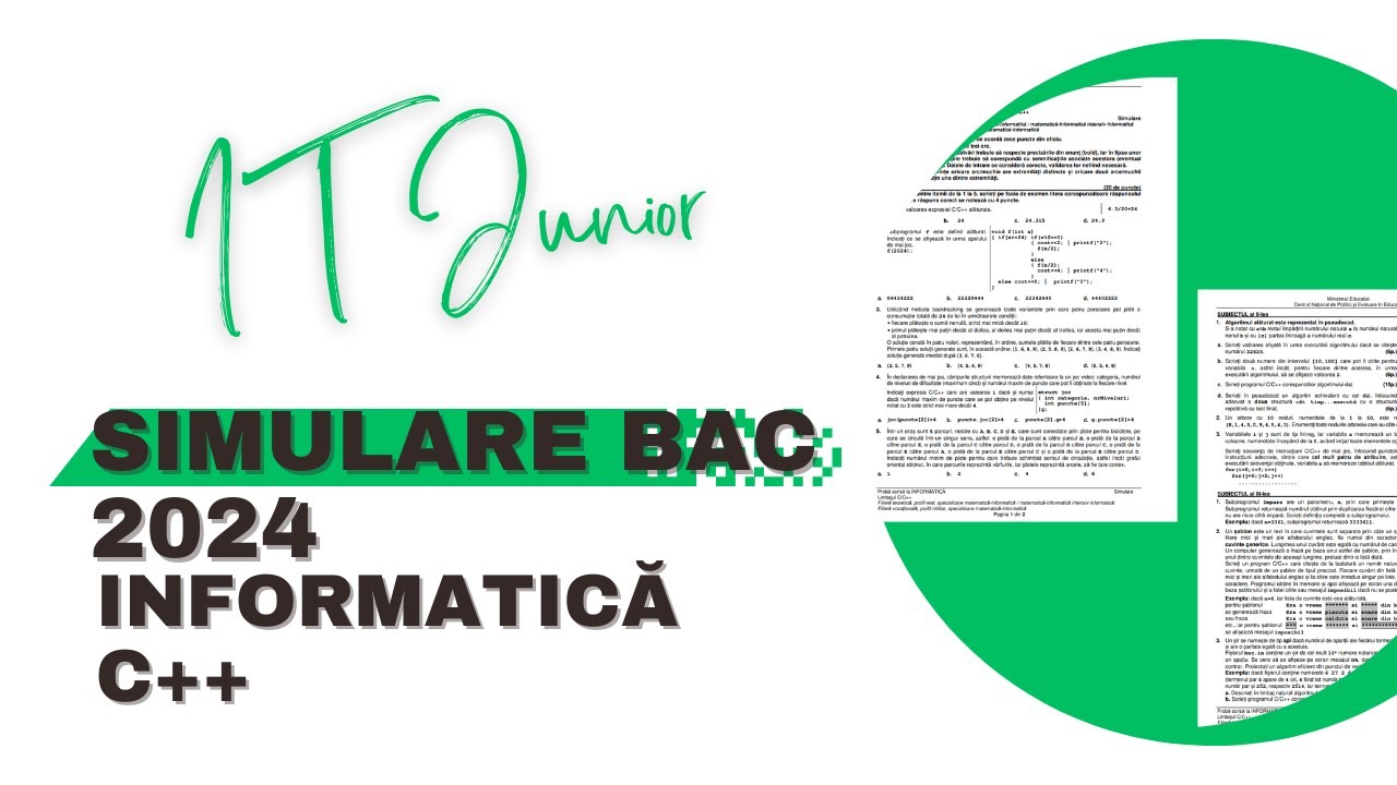 IT JUNIOR | simulare Bac informatica C++ - YouTube