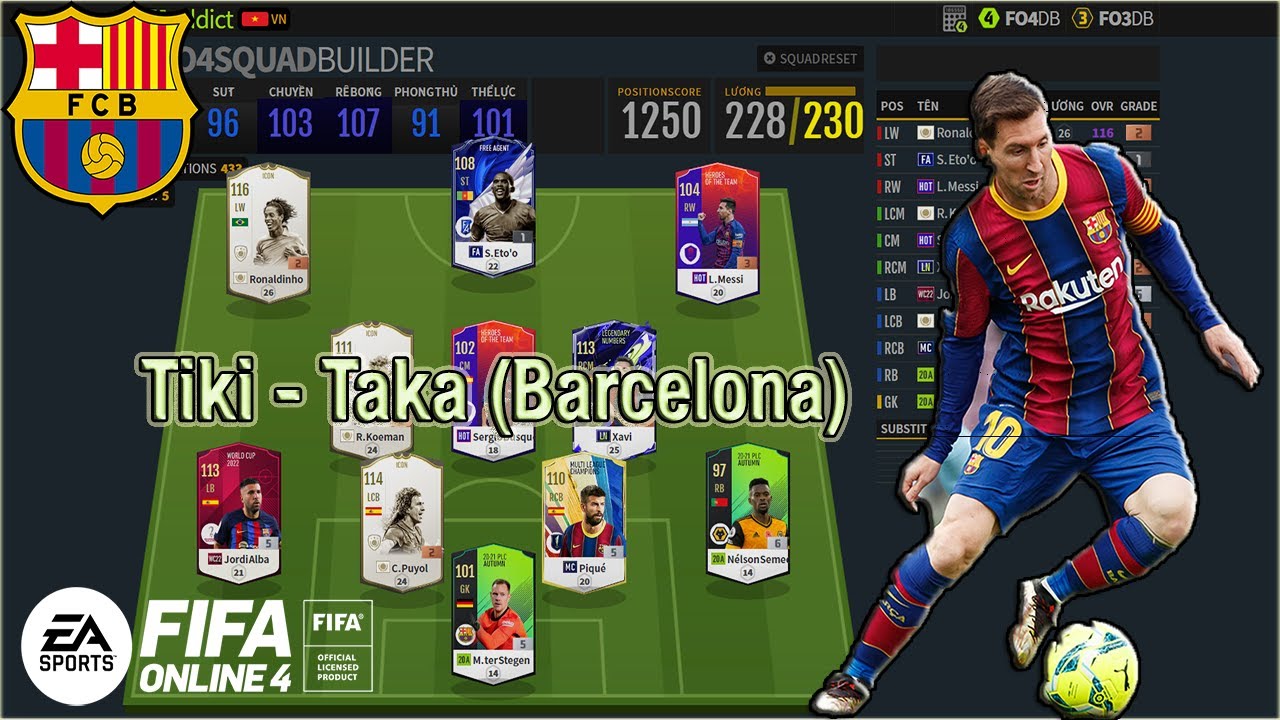 BUILD ĐỘI HÌNH BARCELONA 90 TỶ BP ĐÁ TIKI - TAKA THỜI HOÀNG KIM TRONG ...