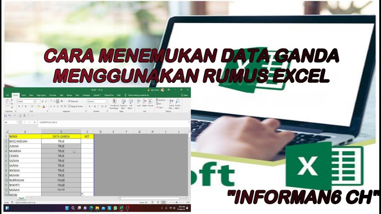 CARA MENEMUKAN DATA GANDA MENGGUNAKAN RUMUS EXCEL How To Find DOUBLE cara-menemukan-data-ganda-menggunakan-rumus-excel-how-to-find-double
