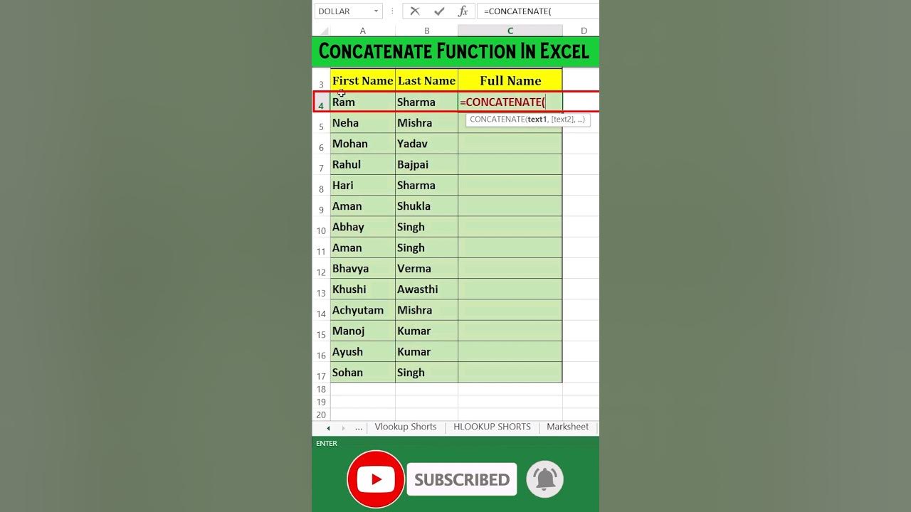 Concatenate Function In Excel Excel Exceltips Exceltutorial