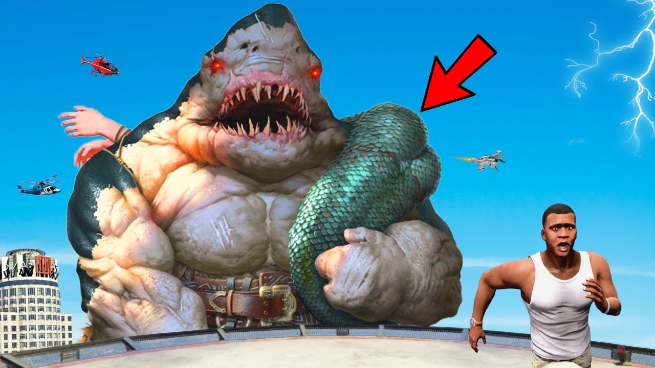 Scary SHARK HEAD Monster In GTA 5 - King shark VS Mermaid - YouTube