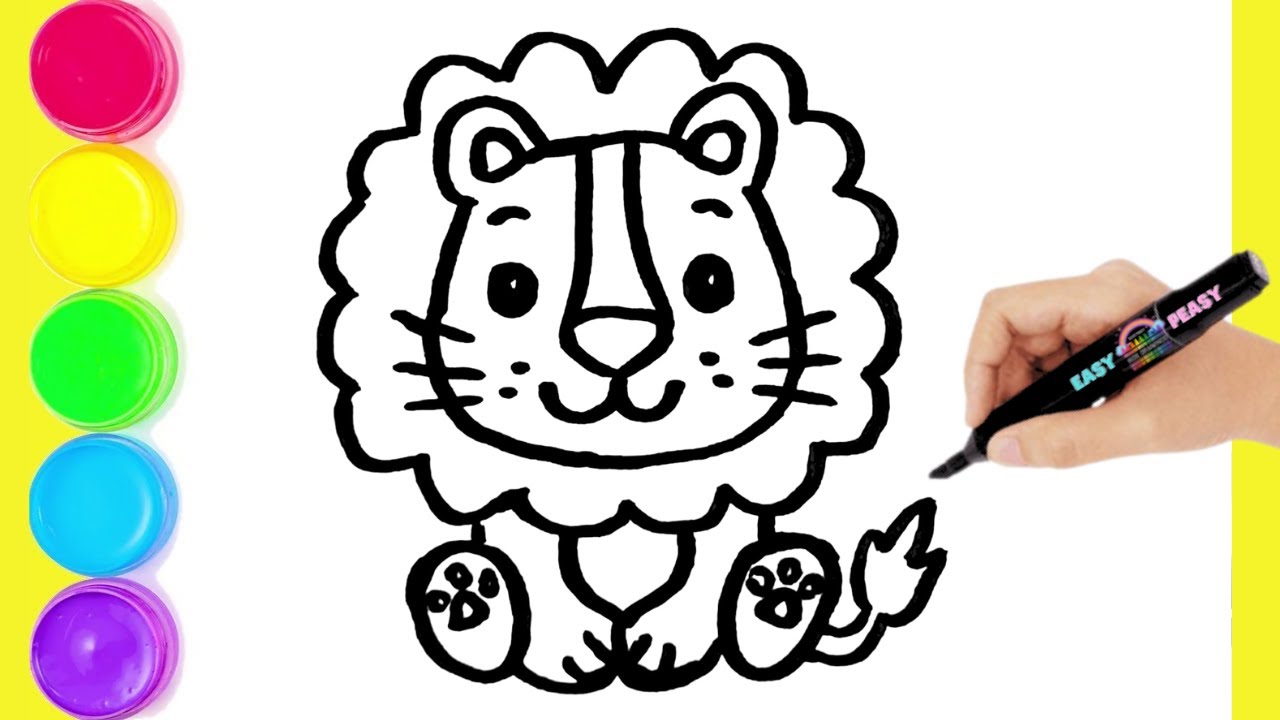 Easy Lion Drawing & Coloring | How To Draw Cute Lion Step by Step - YouTube