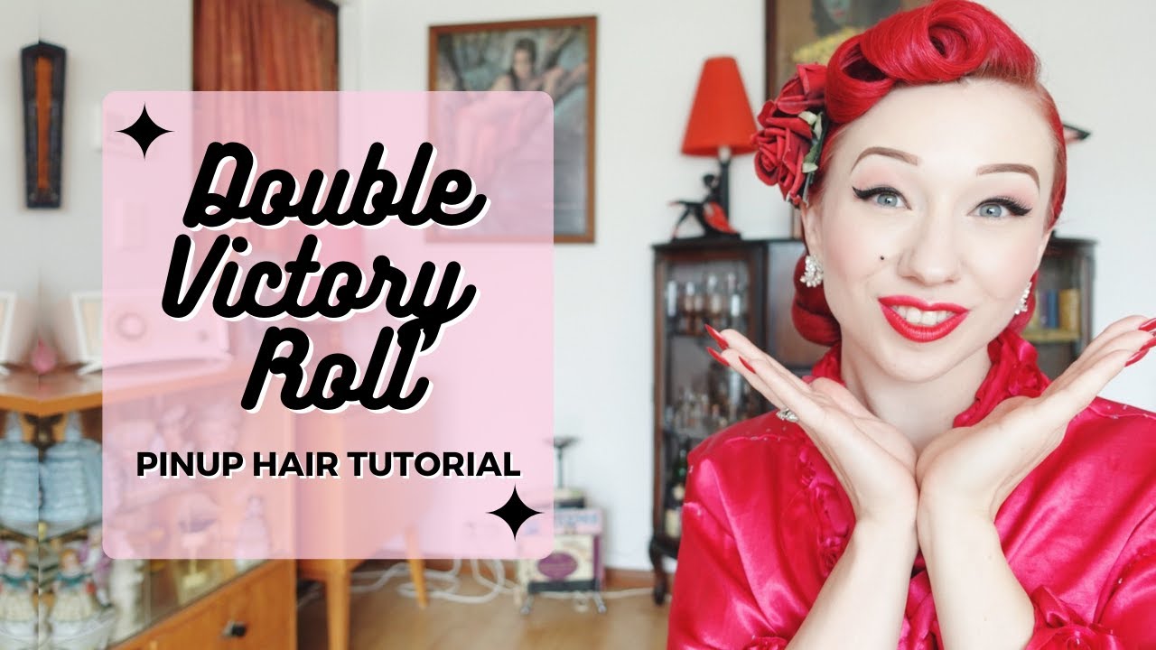 Easy pinup hair tutorial double victory roll/barrel roll look! - YouTube