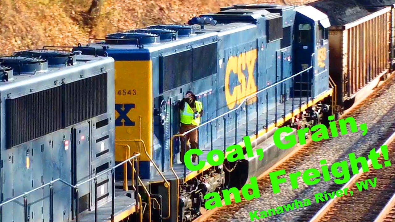 Coal, Grain, and Freight! CSX Kanawha River. Crew Member out on Train ...
