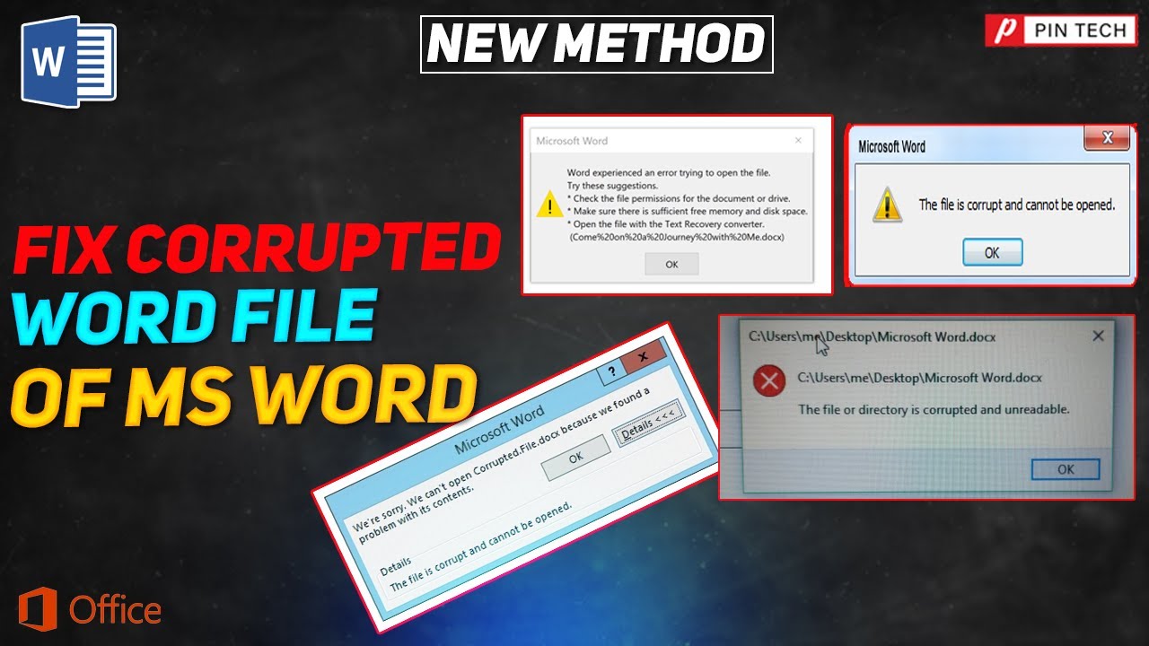 how to Recover and Repair Corrupted Word File in MS Word | PIN TECH ...