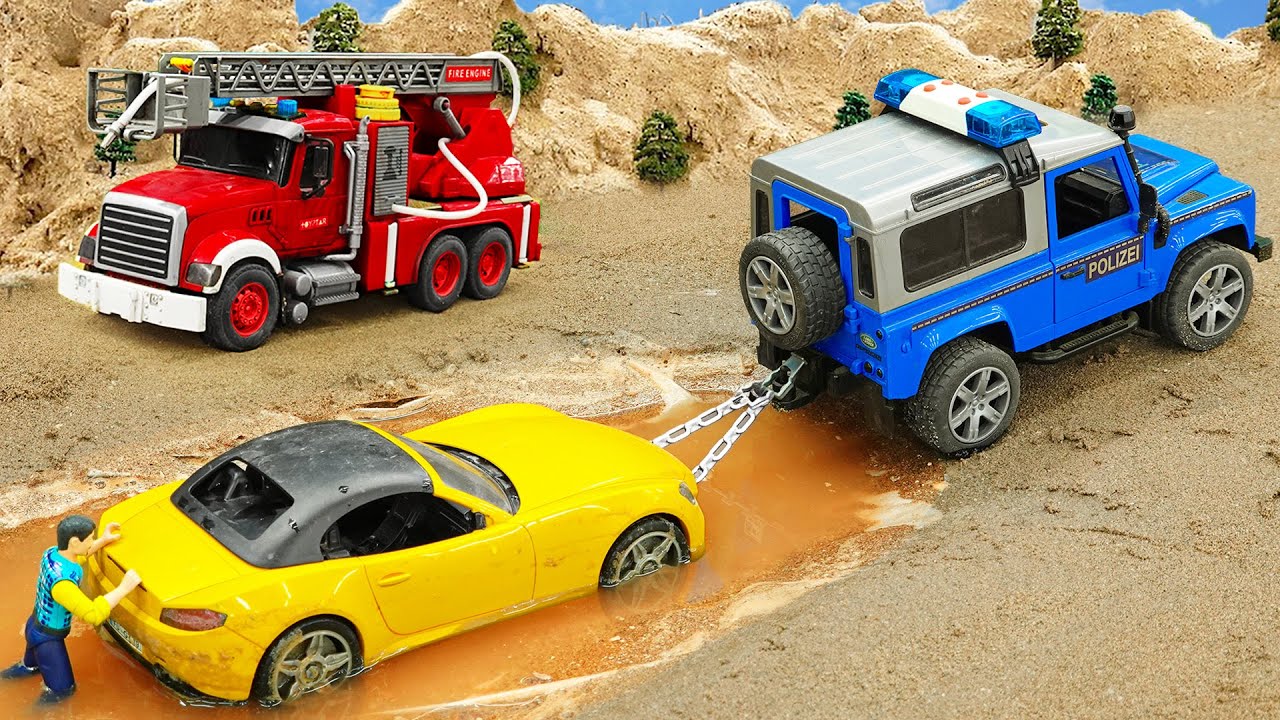 Police car, JCB Excavator, Construction Vehicles catch thief - Toy for ...