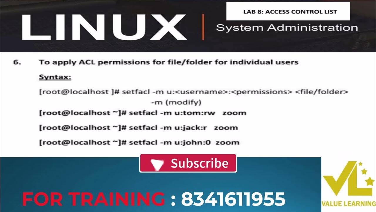 LAB 8 ACCESS CONTROL LIST IN LINUX |LINUX ADMIN TRAINING |LINUX CERTIFICATION COURSE |VALUE ...