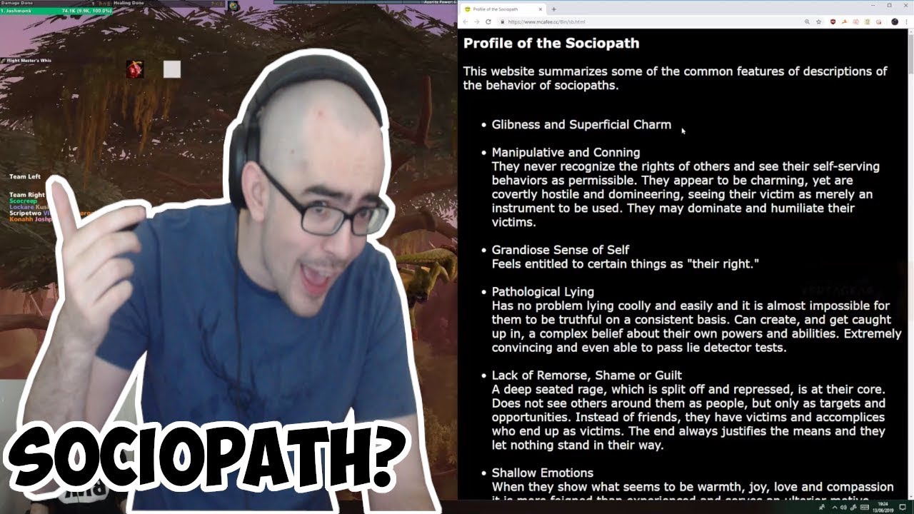 Methodjosh reading the SOCIOPATH PROFILE. Does it fit? - YouTube