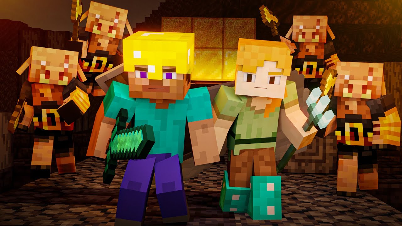 Attack on BASTION REMNANT`S - Alex and Steve life (Minecraft animation ...