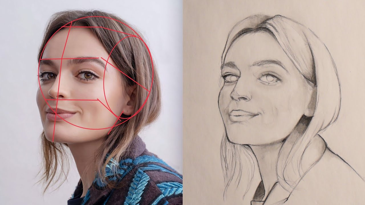 How to Draw a portrait | Emma Mackey Drawing | using loomis method for ...