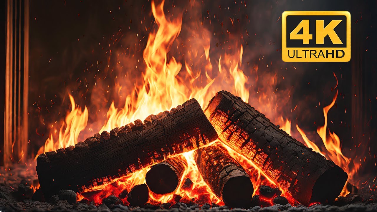 🔥 Fireplace 4K UHD! Fireplace with Crackling Fire Sounds. Fireplace ...