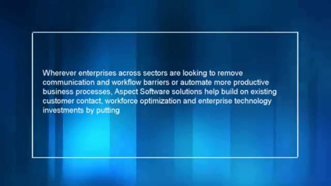 ASPECT SOFTWARE : Call Center Software - YouTube