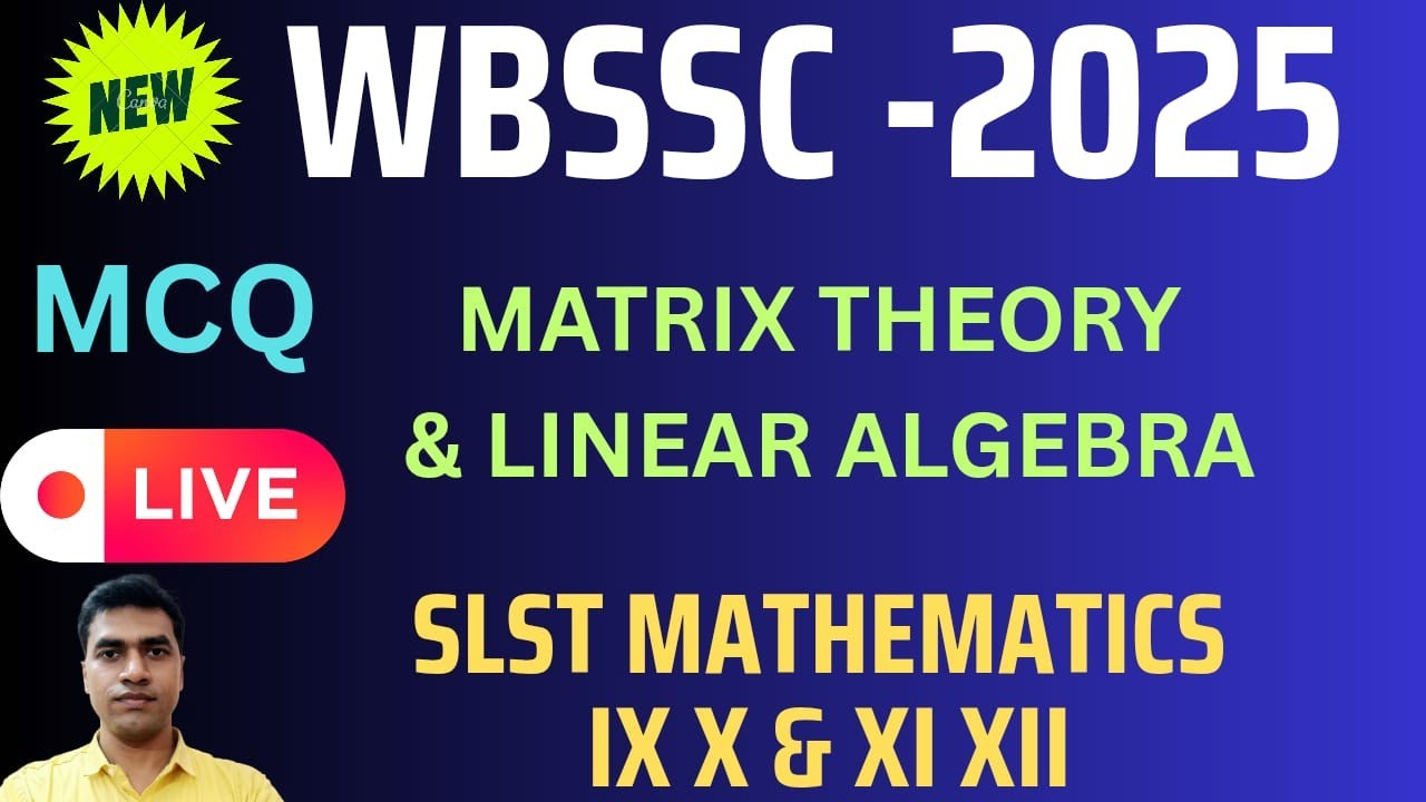 WBSSC SLST mathematics MCQ||matrix theory and Linear Algebra||# ...