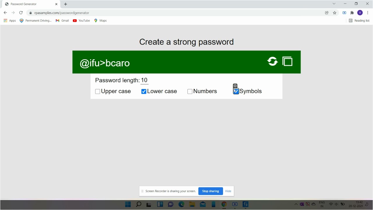 Generating a strong password from bot - YouTube
