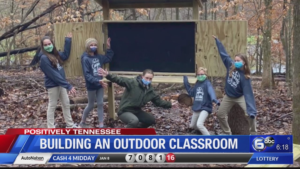 Girl Scouts build outdoor classroom to earn their Silver Award - YouTube