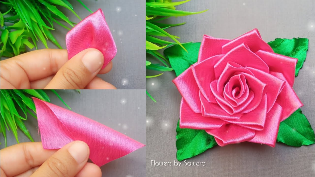 Ribbon Rose - How to Make Easy Ribbon Rose - YouTube