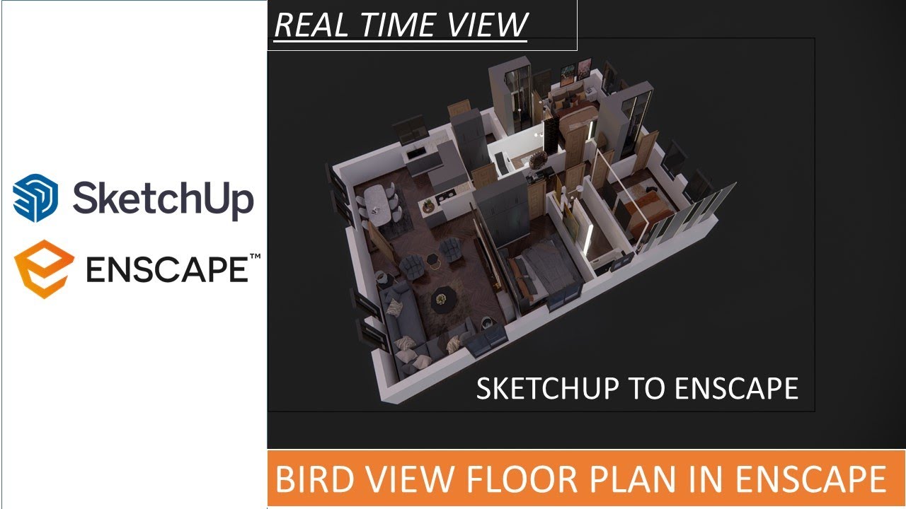 SKETCH UP TO ENSCAPE BIRD VIEW FLOOR PLAN |REALTIME RENDERING - YouTube