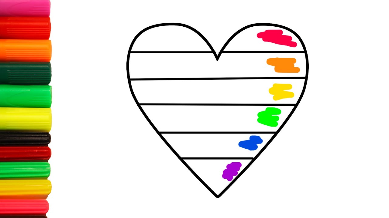 How to draw hearts and color. drawing a heart is easy. - YouTube