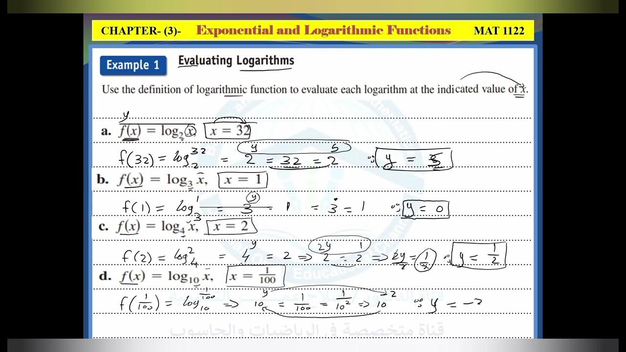مبادئ الرياضيات Precalculus || الدوال اللوغريثمية ورسمها () Logarithmic Functions and their ...