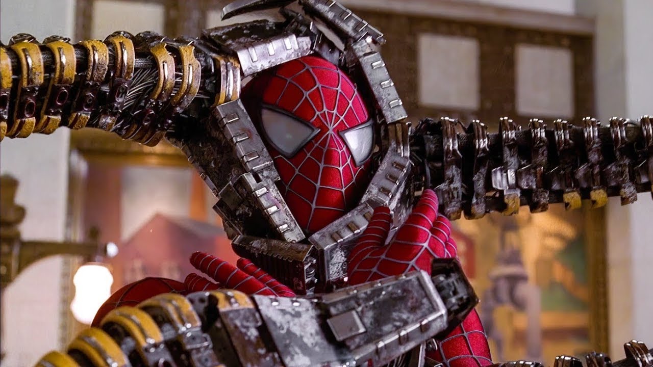Spider Man vs Doctor Octopus [ Bank Fight Scene ] - Spider Man 2 (2004 ...