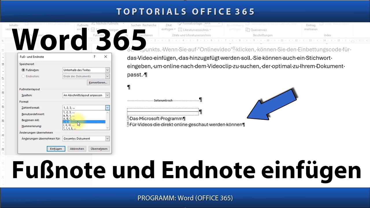 Fußnote und Endnote hinzufügen ganz einfach | Word 365 Tutorial - YouTube