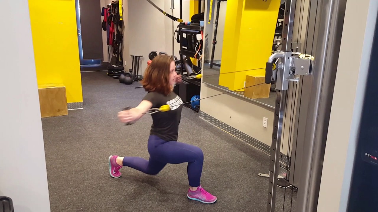 Functional Trainer Reverse Fly with Lunge - YouTube