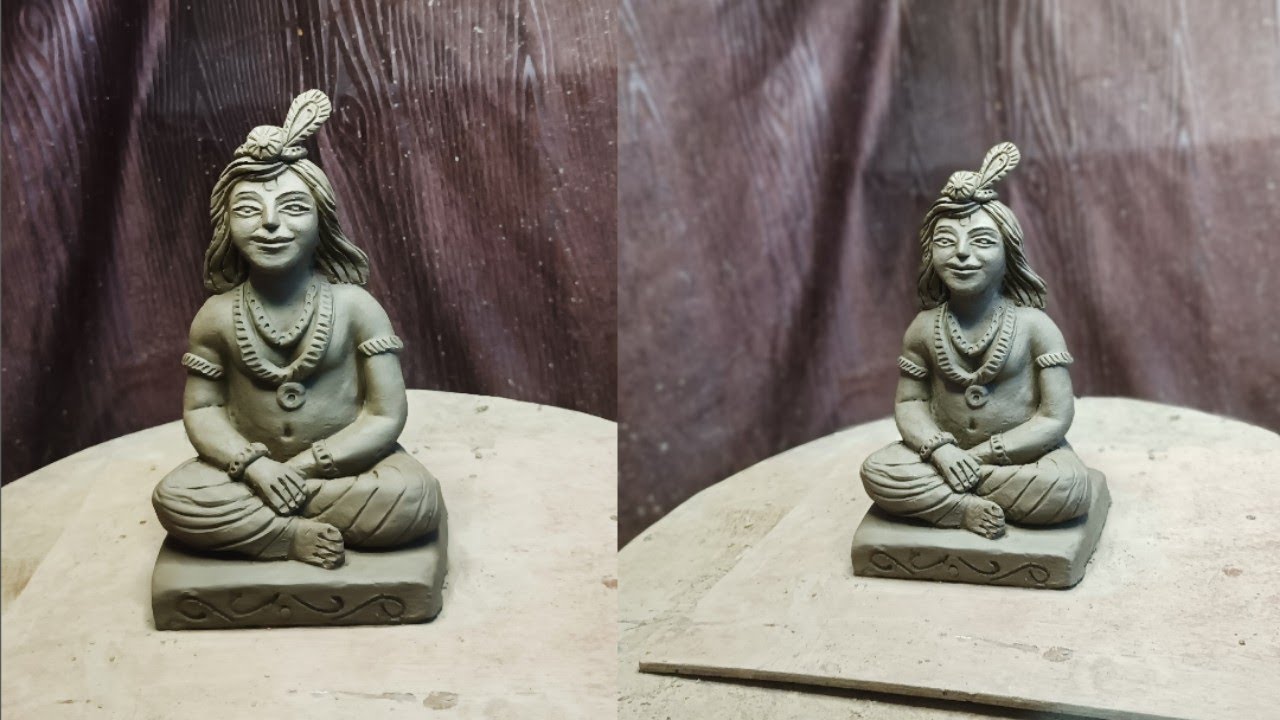 Little krishna making with clay art ideas | mitti ka bal gopal banana ...