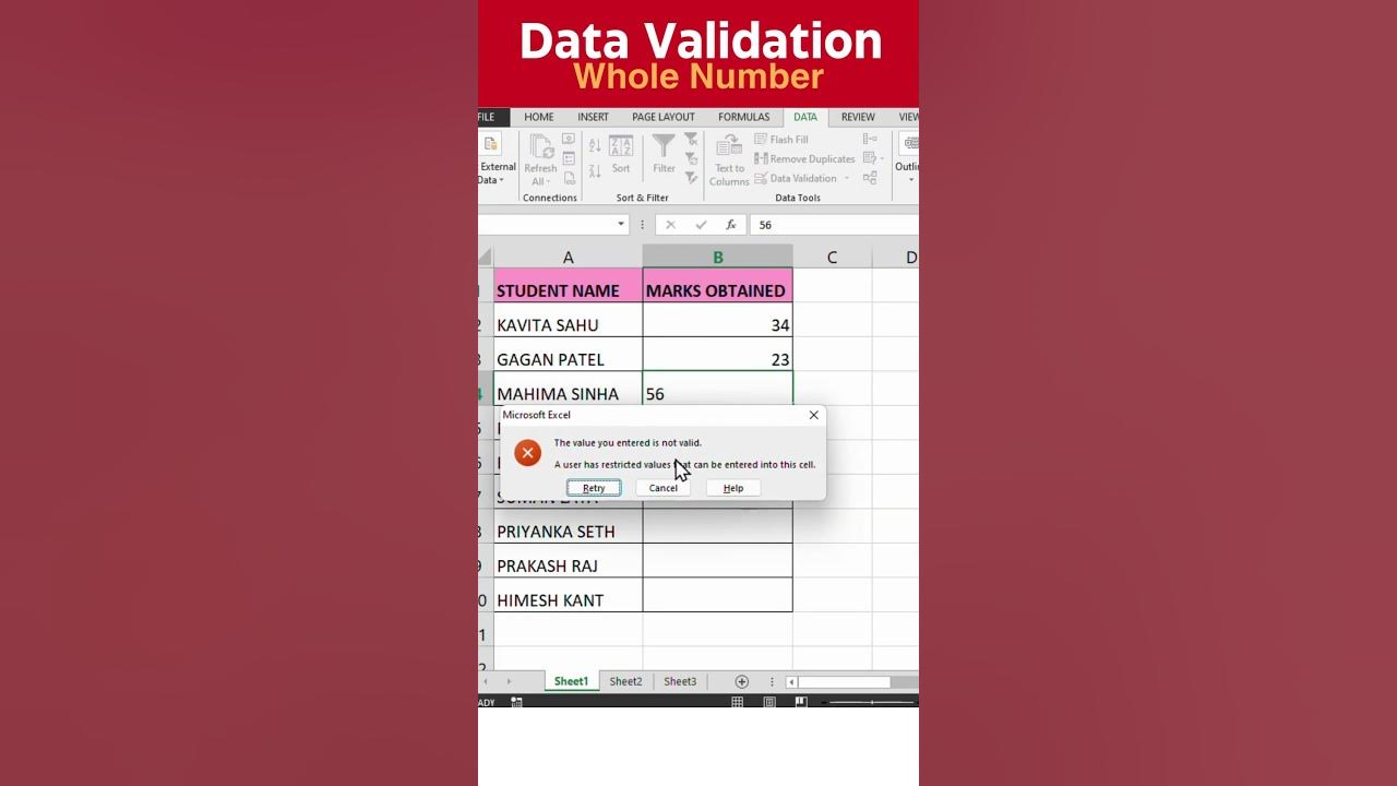 Data Validation Whole Number #excel #interviewquestions - YouTube
