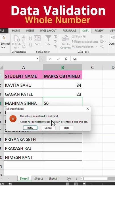 Data Validation Whole Number #excel #interviewquestions - YouTube