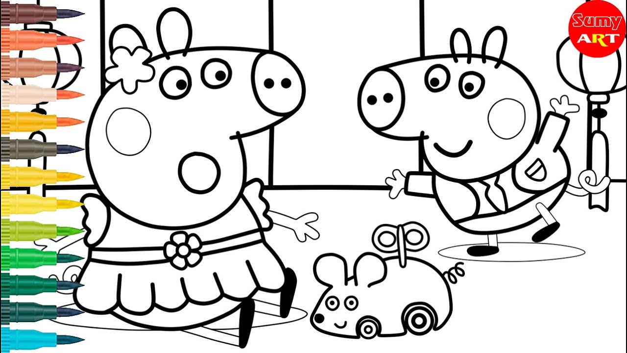🎉🐷 Peppa Pig Coloring Pages | Lunar New Year 🏮 | Watercolor | Peppa Pig ...